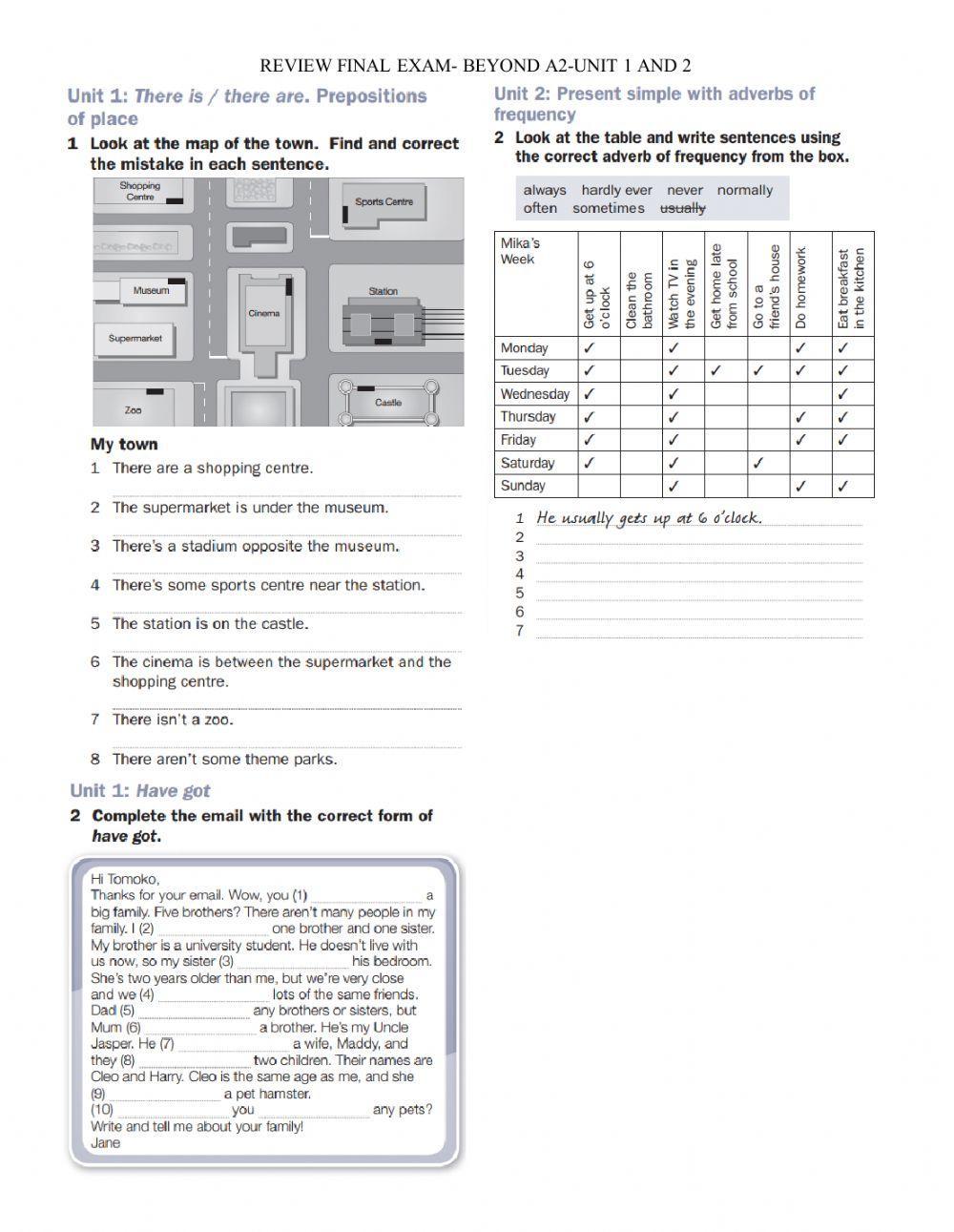 556004 | Beyond a2 review unit 1 and 2 | Florencia