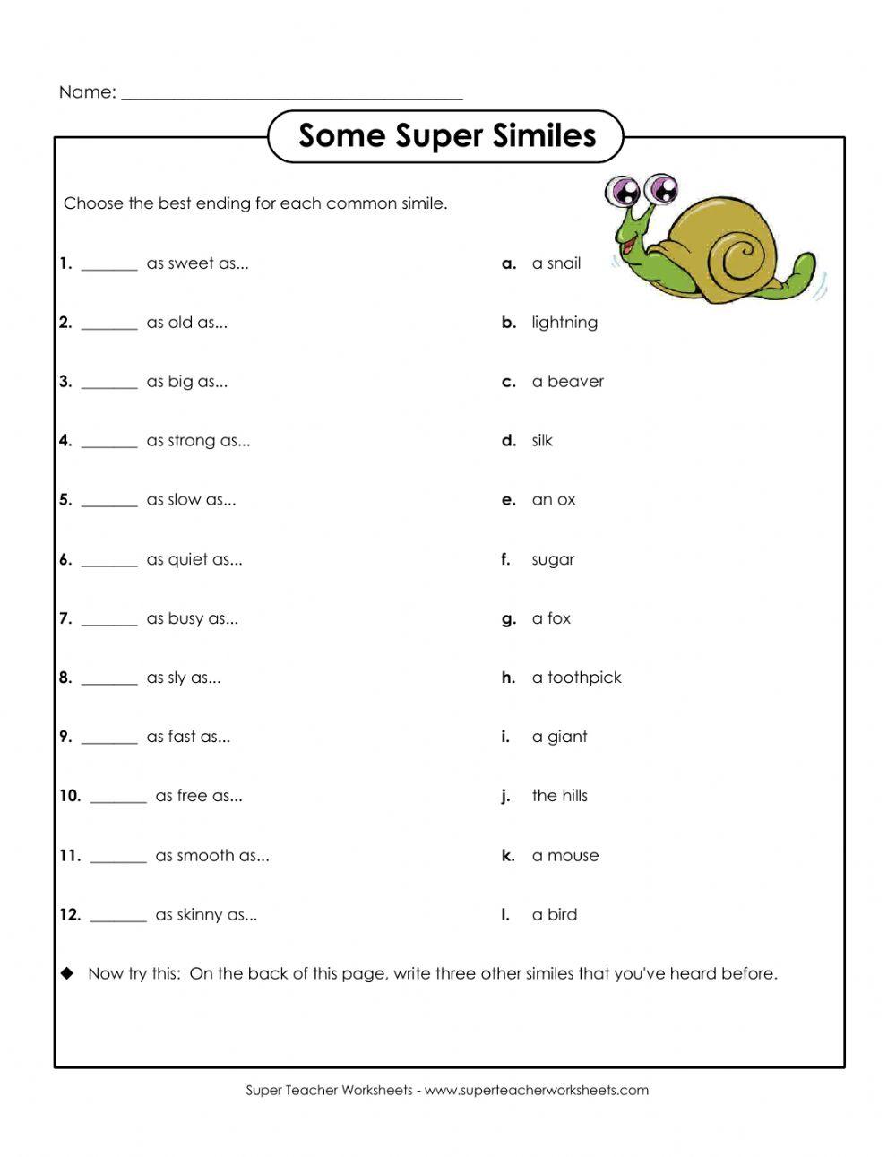 Some Super Similes online exercise for | Live Worksheets