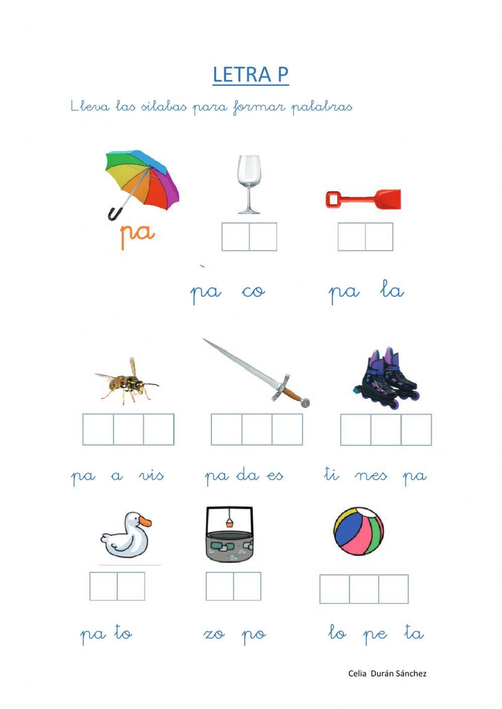 Letra p | Free Interactive Worksheets | 556303