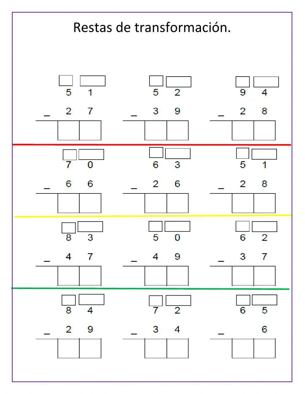 Ejercicios De Sumas Y Restas Con Transformación Primaria - MXEDUSA Ejercicios De Sumas Y Restas Con Transformación Primaria - MXEDUSA