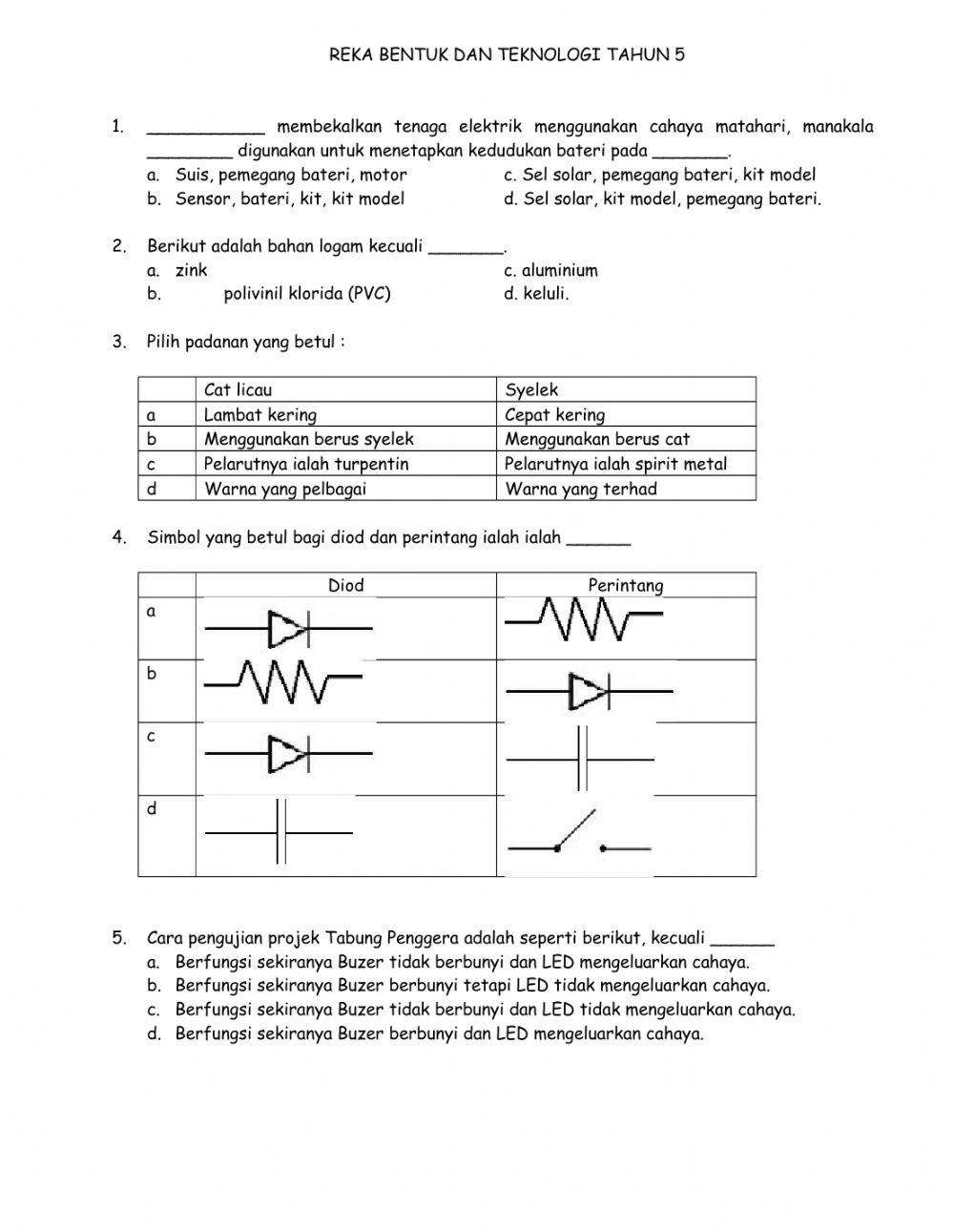 RBT AKHIR TAHUN 5 online exercise for | Live Worksheets