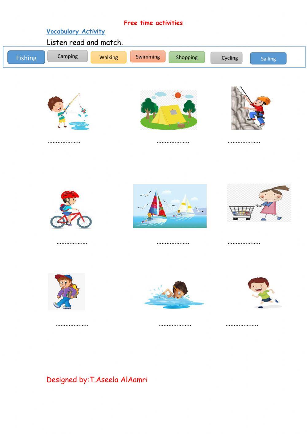 free time activities interactive worksheet for Grade 5 | Live Worksheets