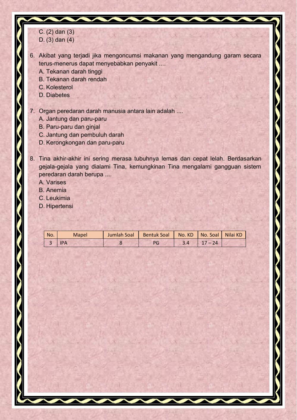 PAS I Tema 4 IPA Kelas 5 Tahun Pelajaran 2020-2021 worksheet | Live Worksheets