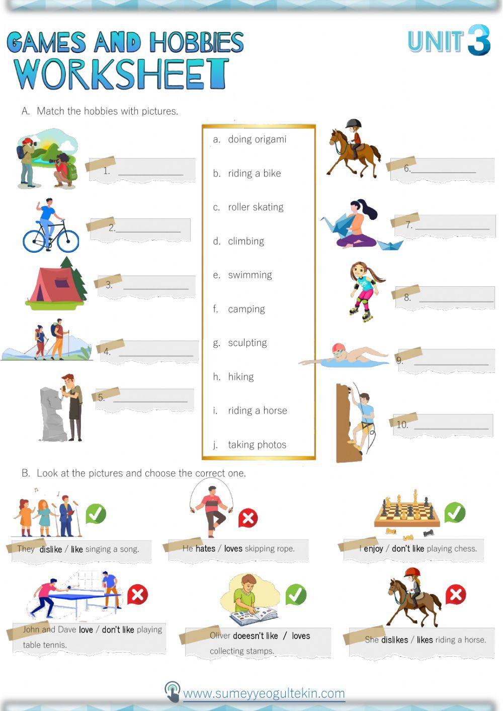 Games and Hobbi… | Free Interactive Worksheets | 580869