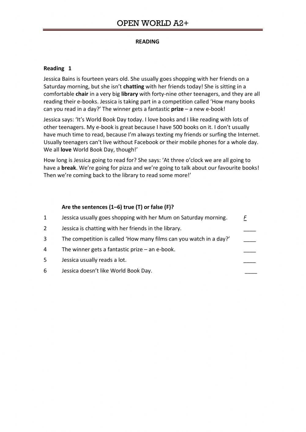Open World A2+ … | Free Interactive Worksheets | 581069