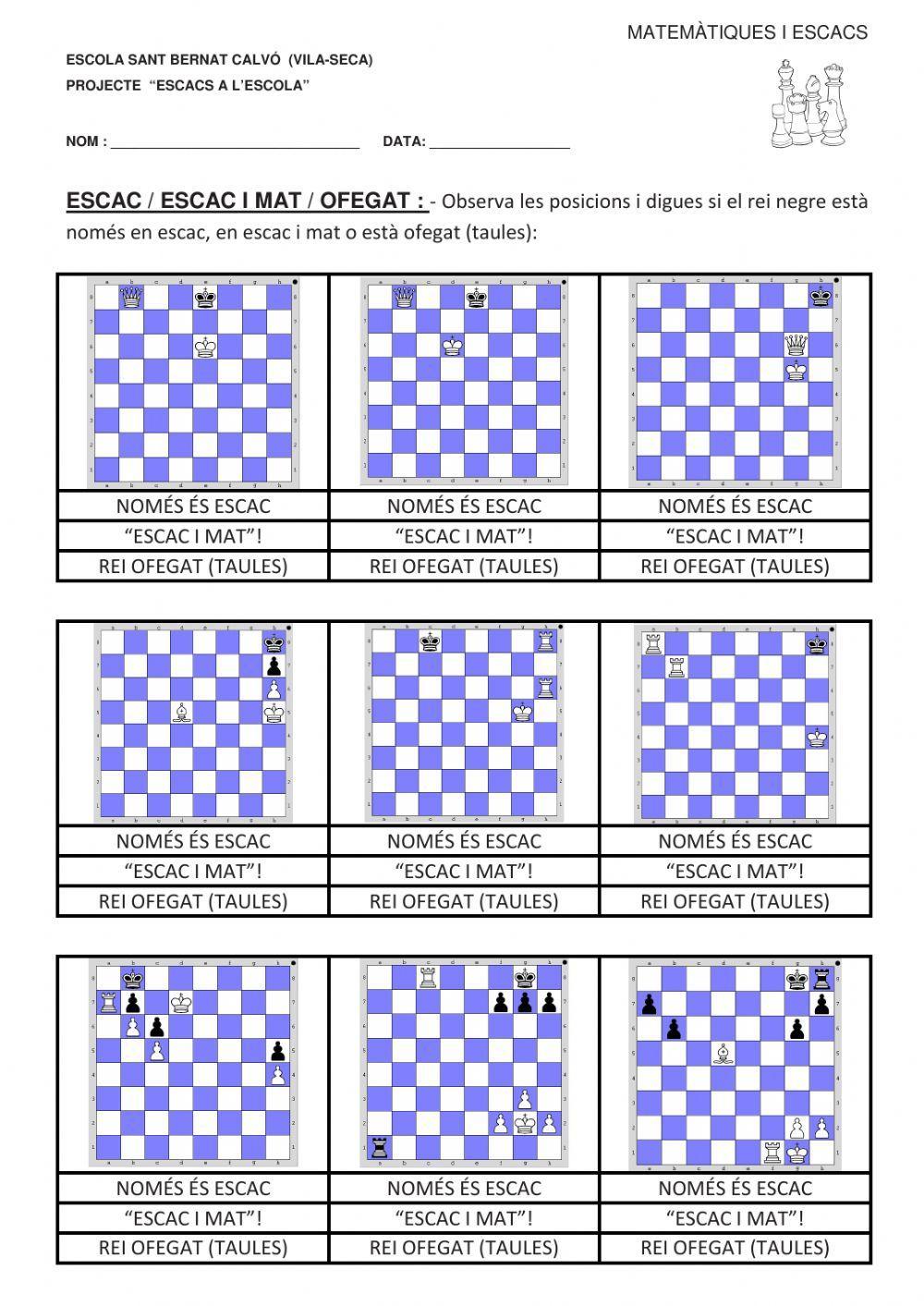 Escac o ofegat | Free Interactive Worksheets | 581156