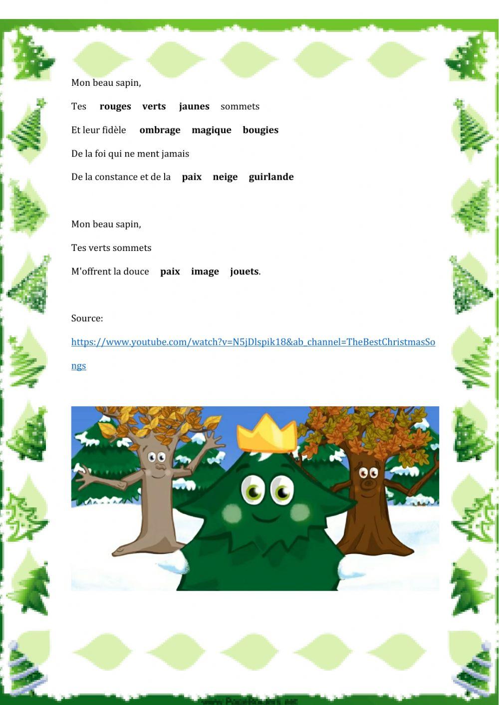 Mon beau sapin | Free Interactive Worksheets | 581206