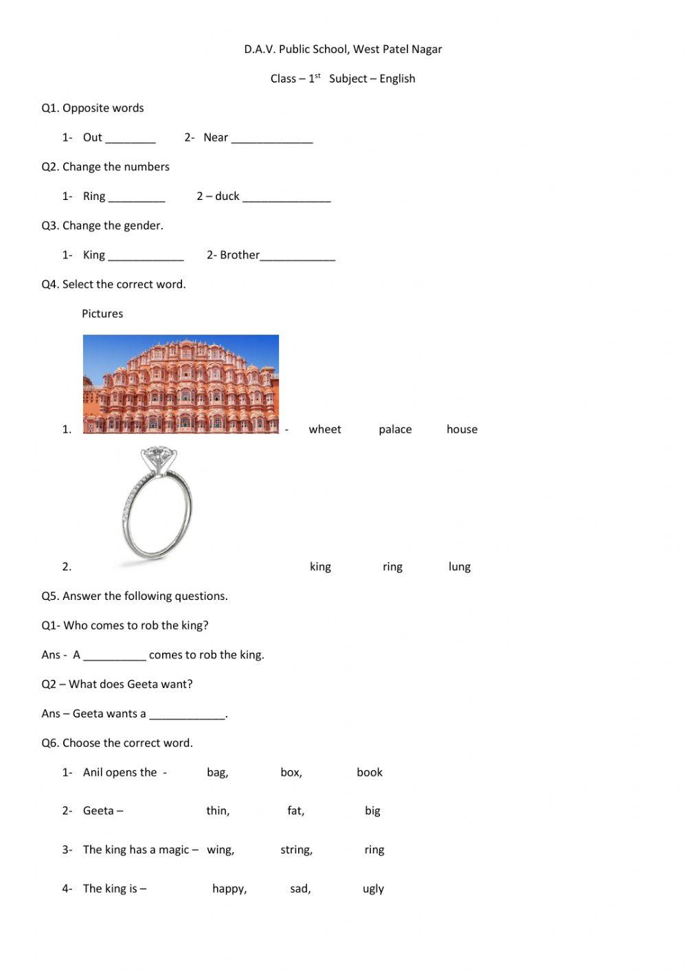 English online exercise for 1st | Live Worksheets