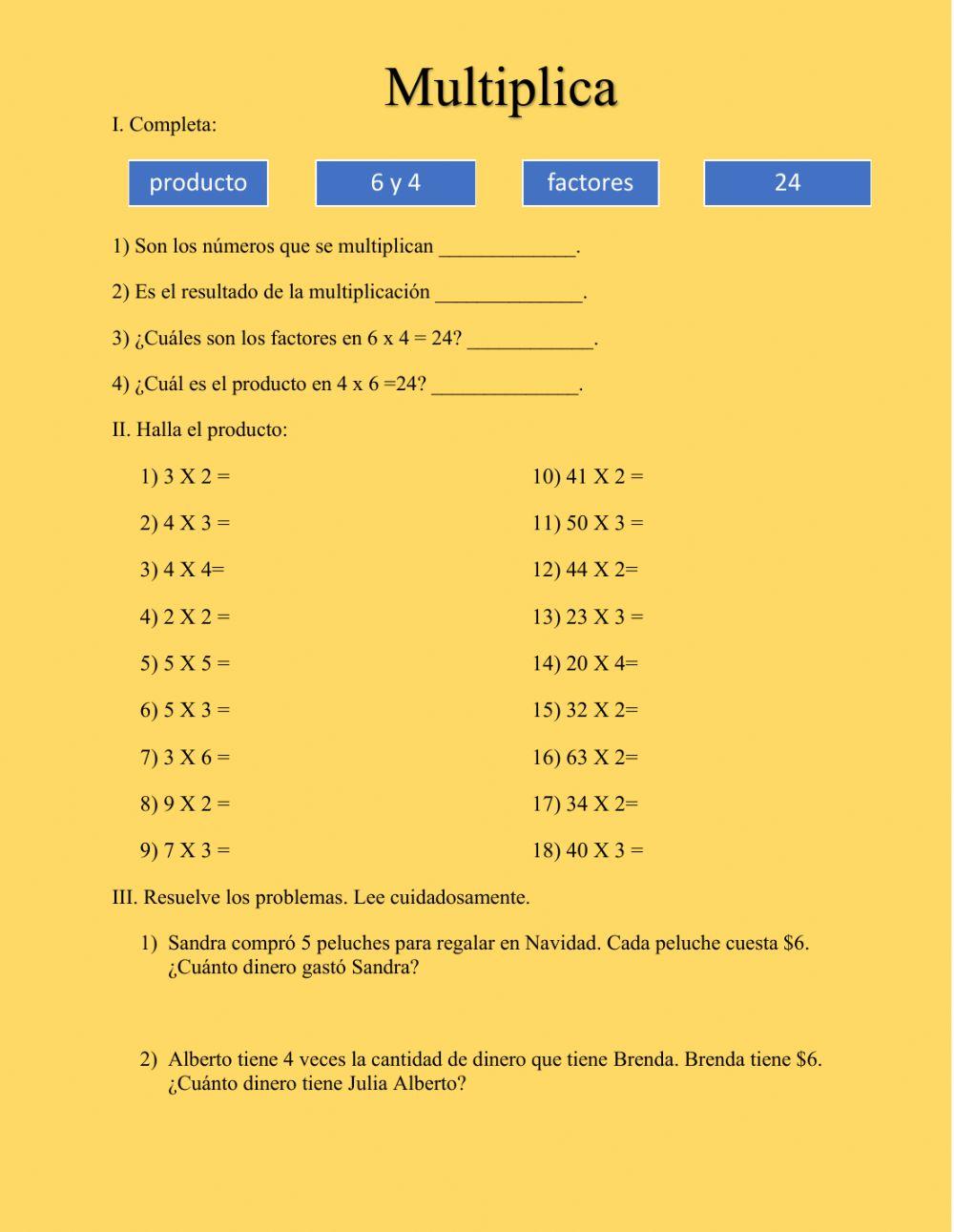 Multiplica interactive worksheet | Live Worksheets