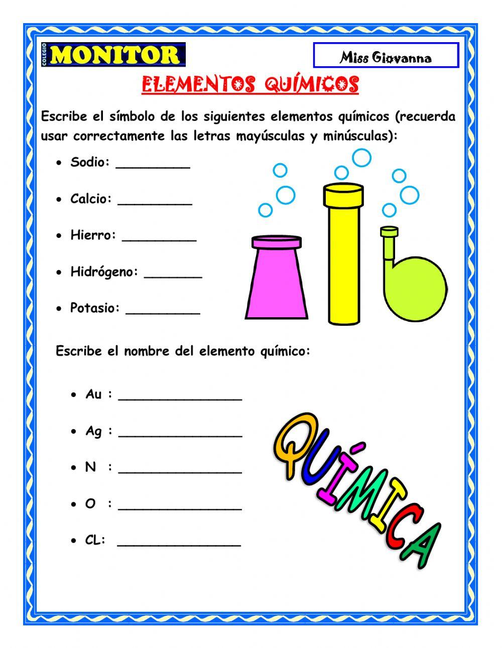 Simbolos e elementos quimicos worksheet🆓 Encontre frases especiais para ...