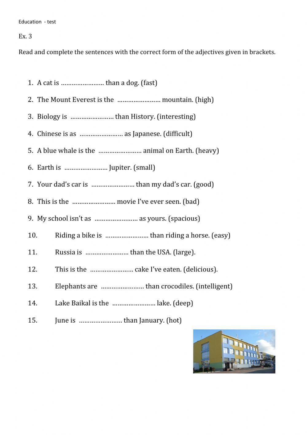 Education - test worksheet | Live Worksheets