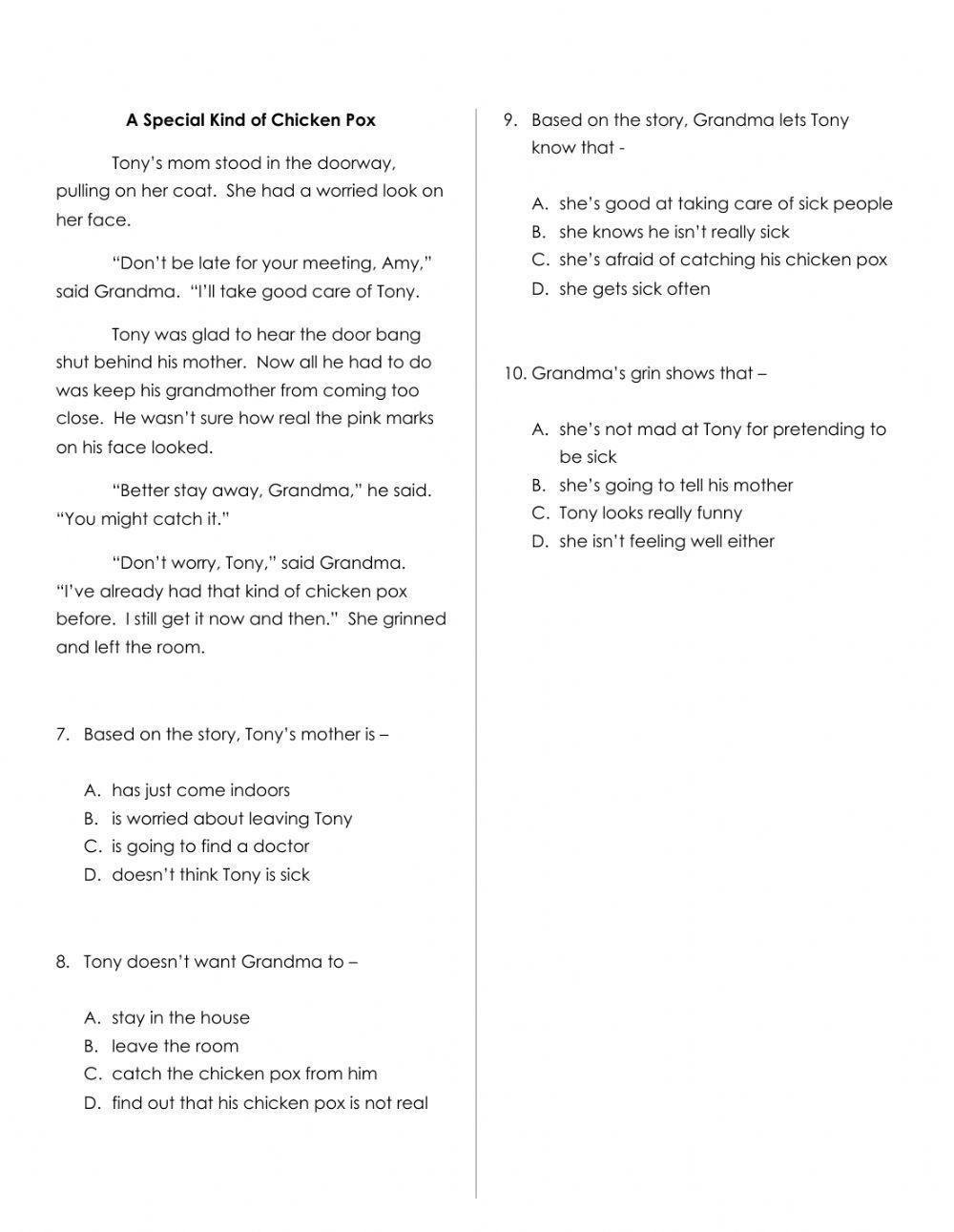 drawing conclusions worksheets grade 8