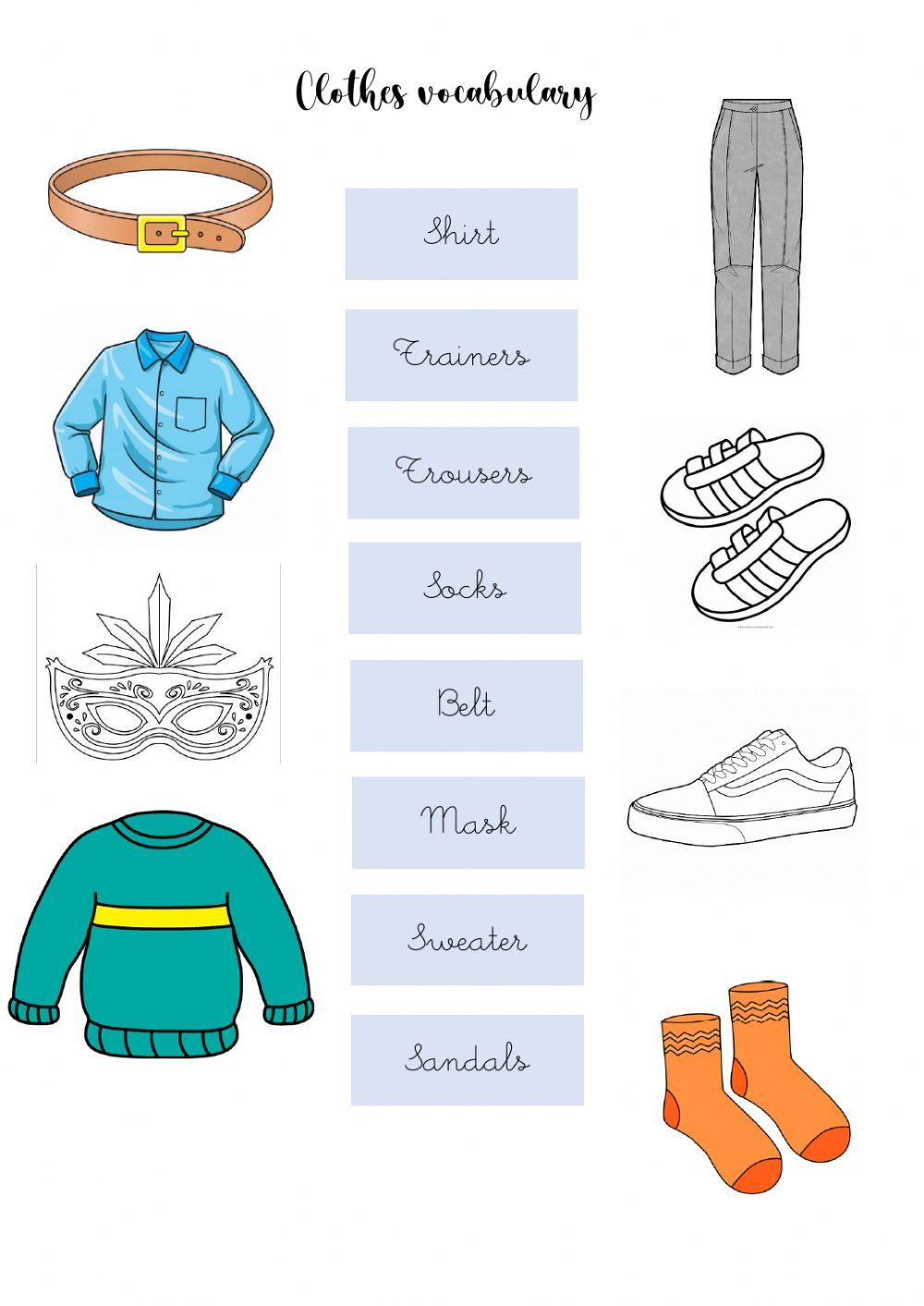 Clothes online exercise for Grade 3 | Live Worksheets