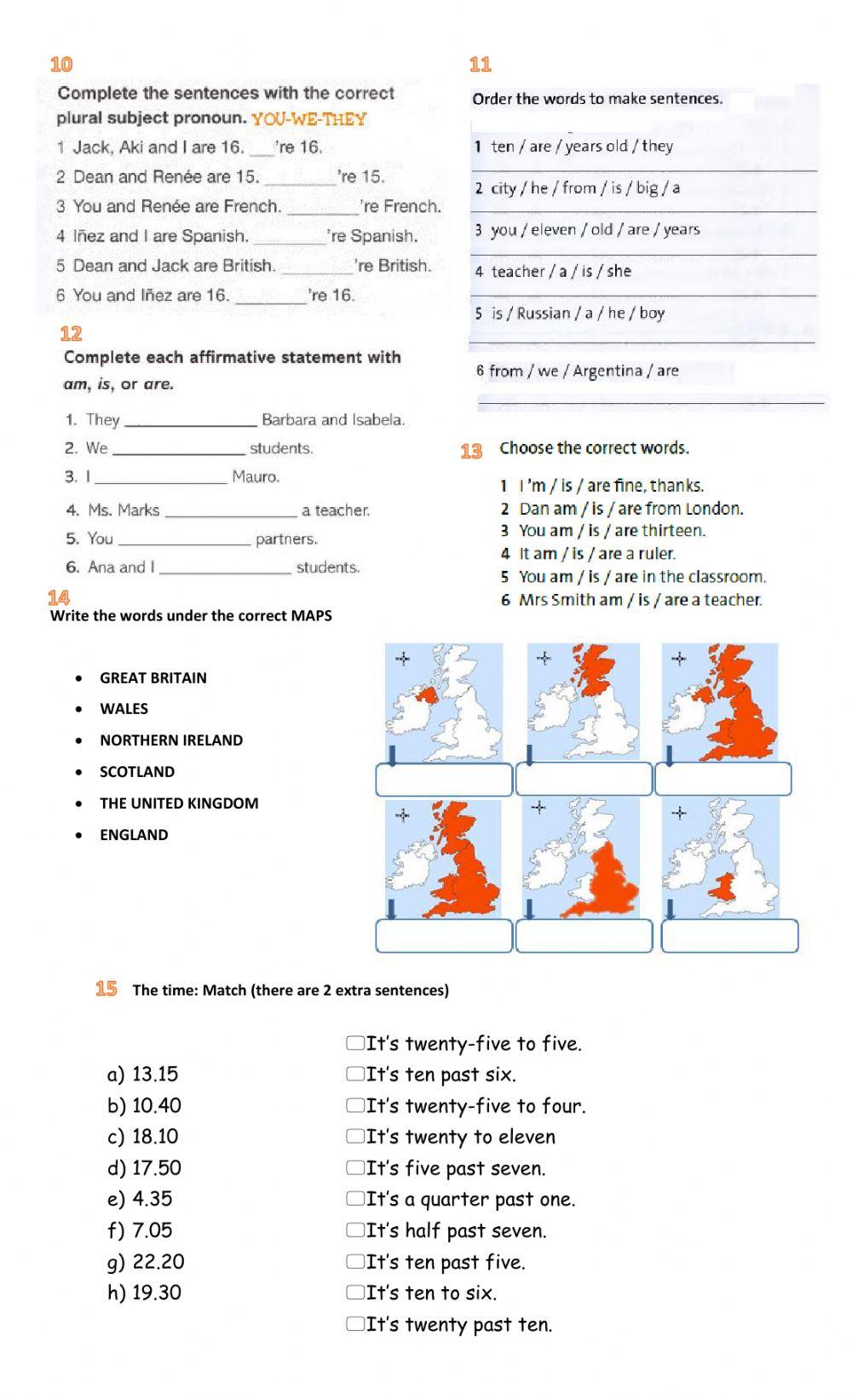 1° PRACTICAL WORK STARTER ENGLISH exercise | Live Worksheets