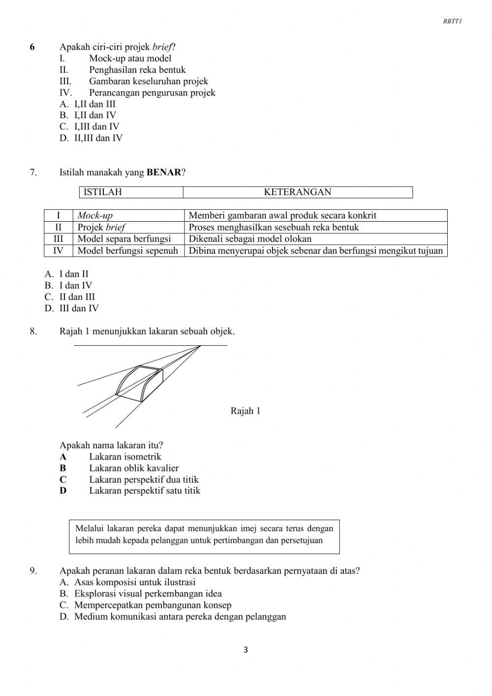PEPERIKSAAN AKHIR TAHUN 2020 RBT TG1SMKDM worksheet | Live Worksheets
