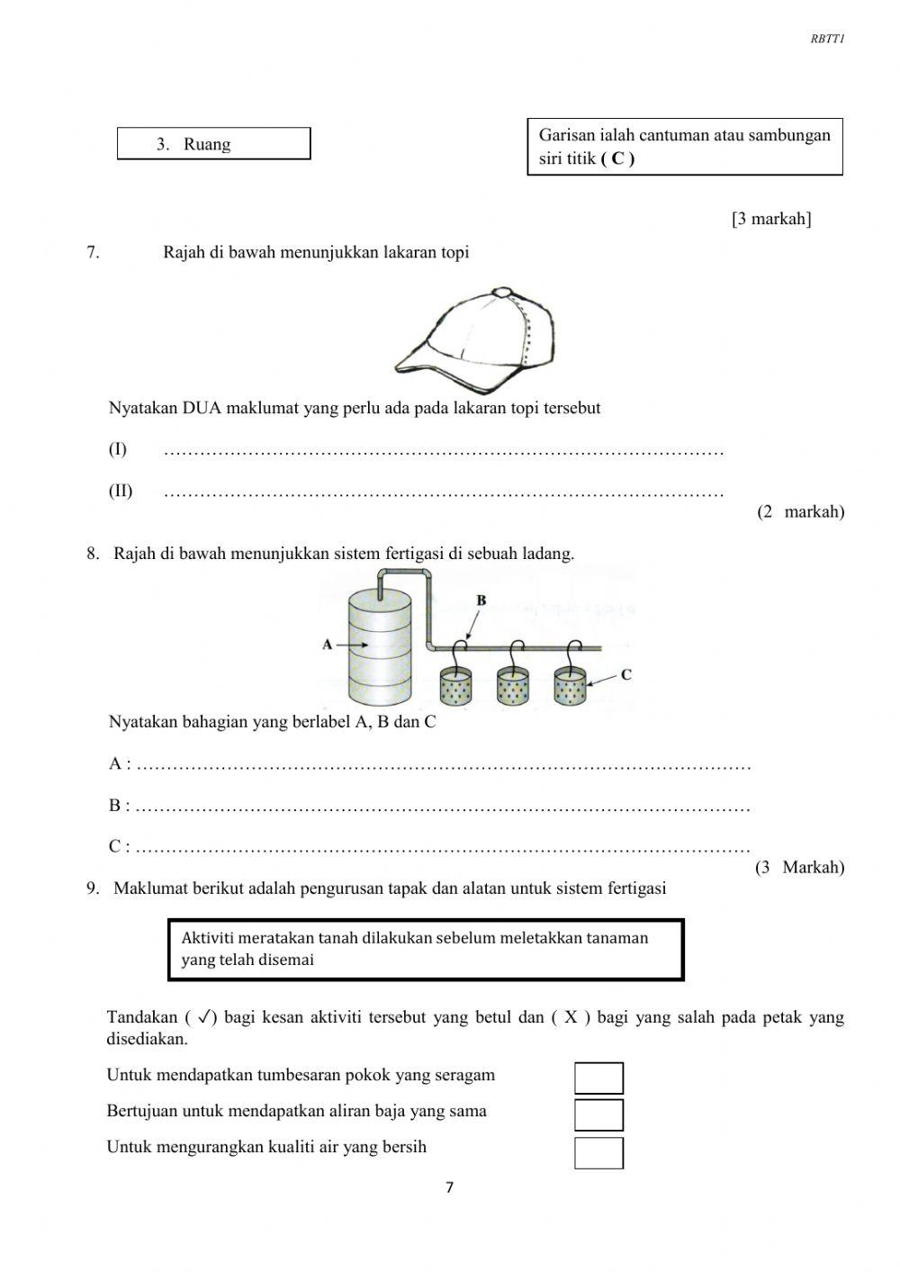 PEPERIKSAAN AKHIR TAHUN 2020 RBT TG1SMKDM worksheet | Live Worksheets