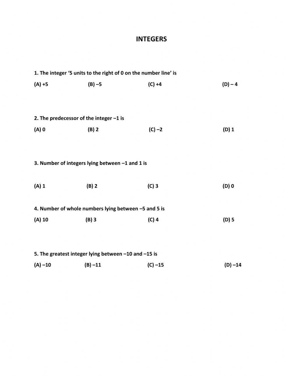 582666 | Integers | Surendra Prasad | LiveWorksheets