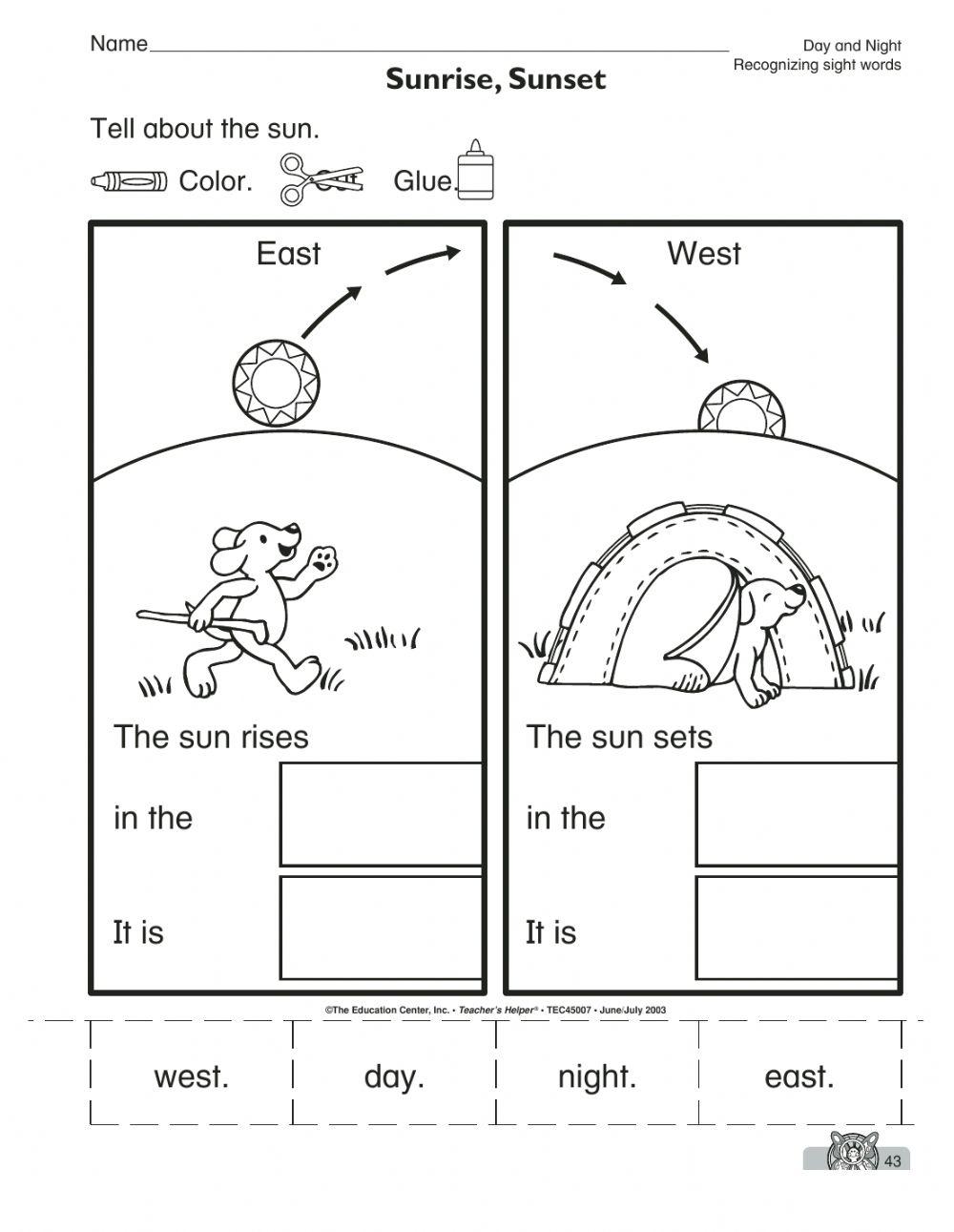 sunset, sunrise online exercise for | Live Worksheets