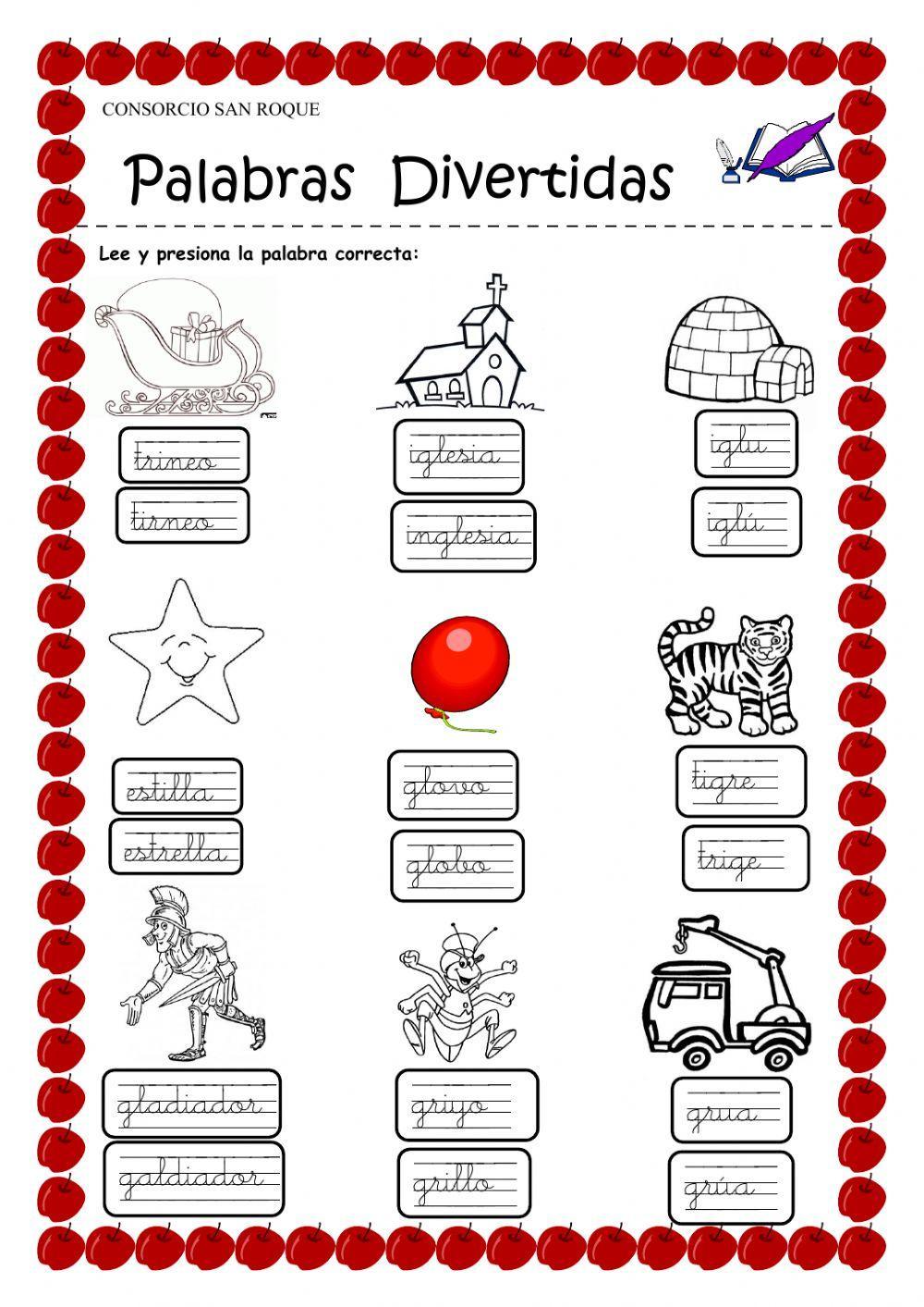 PALABRAS CON GR - GL interactive worksheet | Live Worksheets