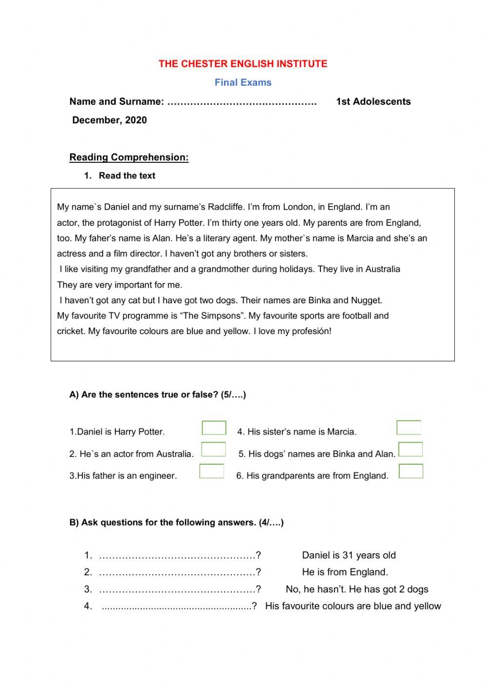 FINAL EXAMS 2020 | Free Interactive Worksheets | 6315470
