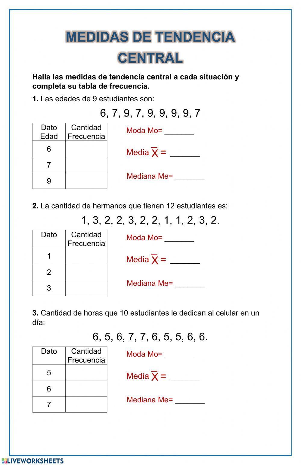 Ejercicios De Medidas De Tendencia Central Para Segundo Grado De Porn Sex Picture