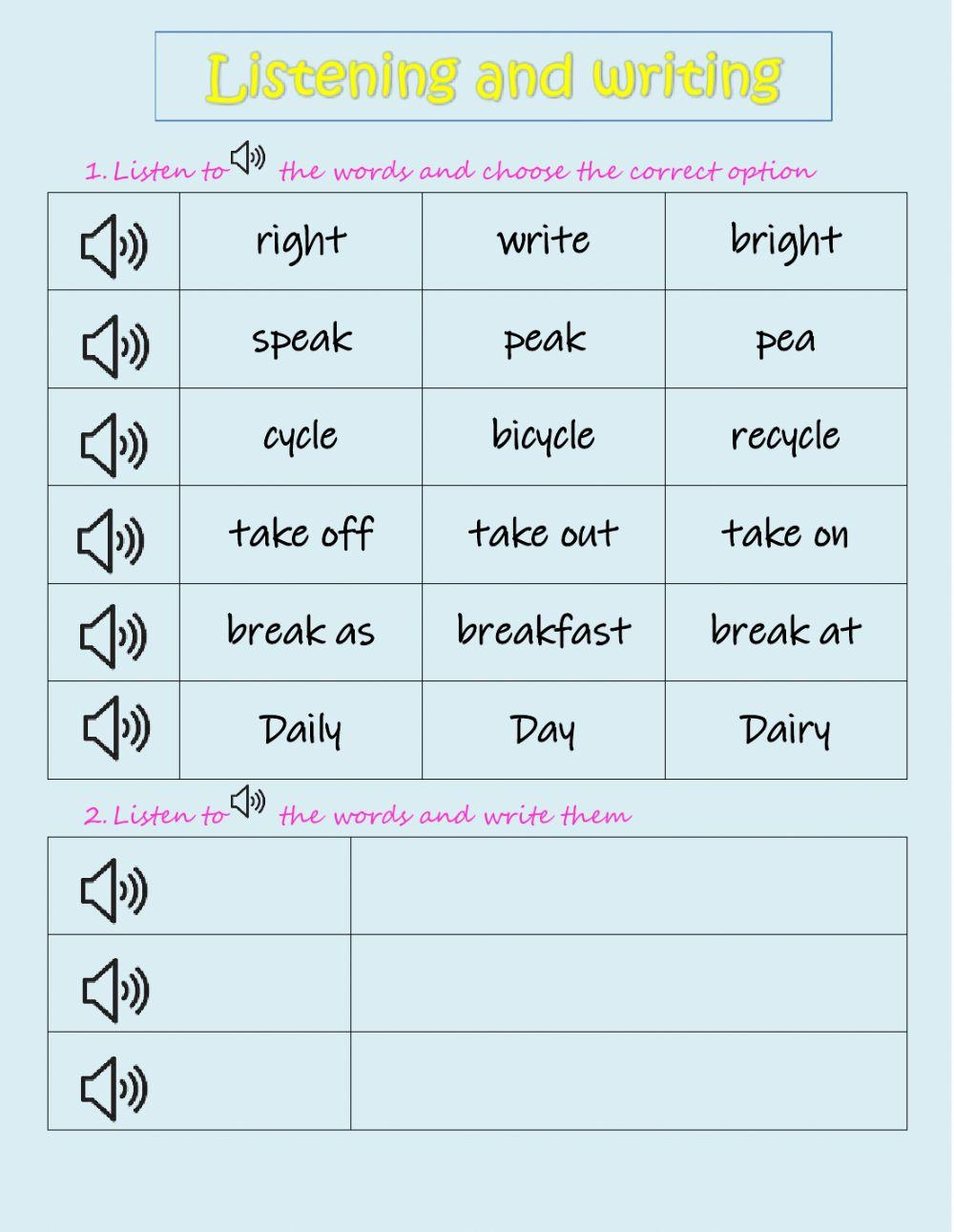 Listen and writing 584613 | Teacher_Pauly_UEMOL | Live