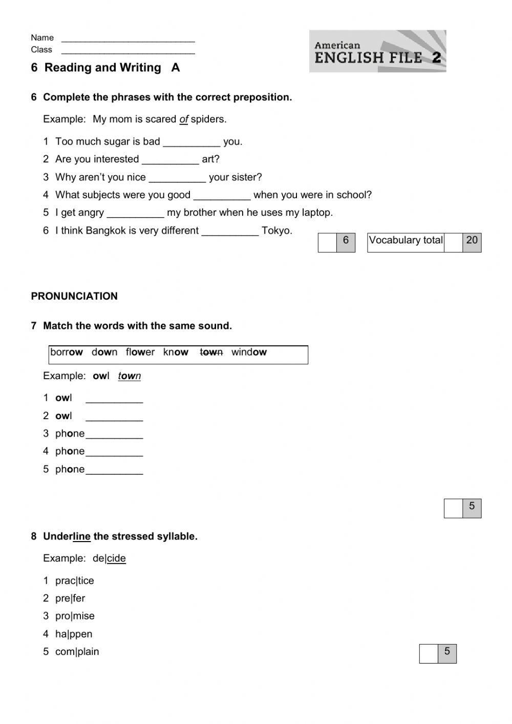 AEF 2 File 6 test online exercise for | Live Worksheets