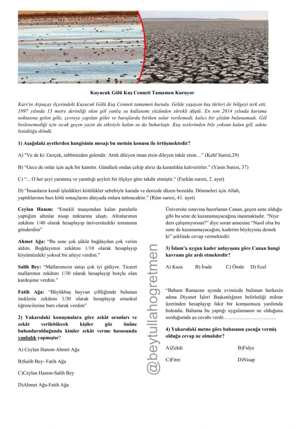 Deneme 585029 | Beytullah Öğretmen | Live Worksheets