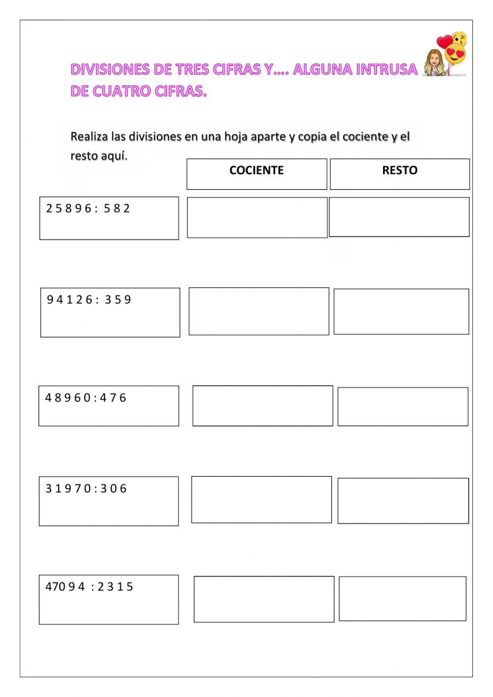 Divisiones de tres cifras 585074 | mlcm04 | Live