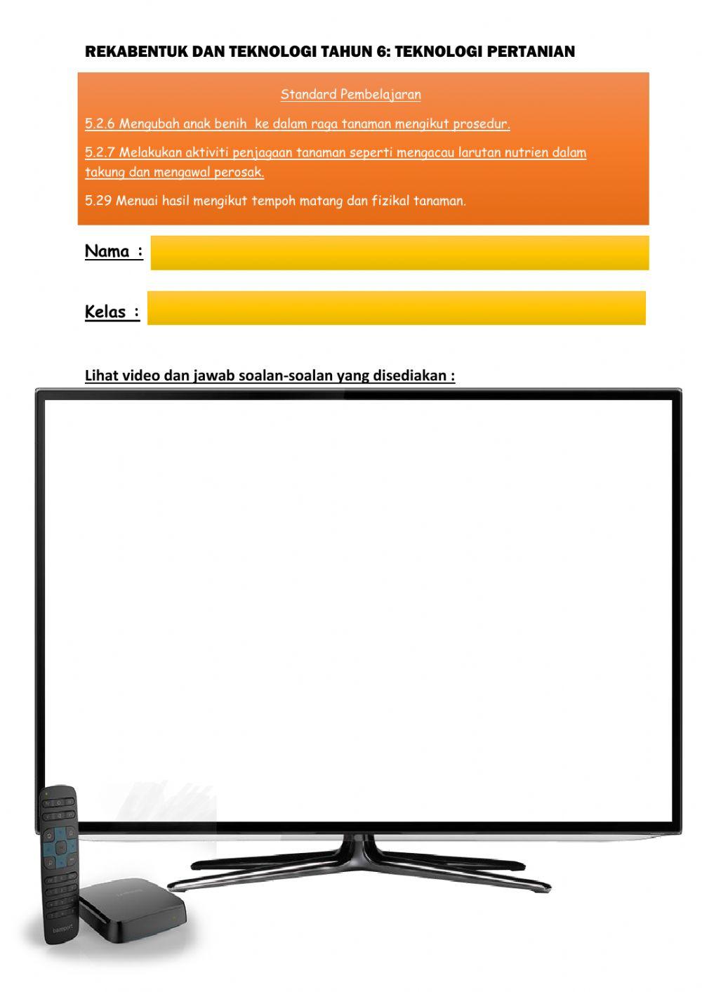 Teknologi Pertanian-Anak Benih-Tuai Hasil worksheet | Live Worksheets