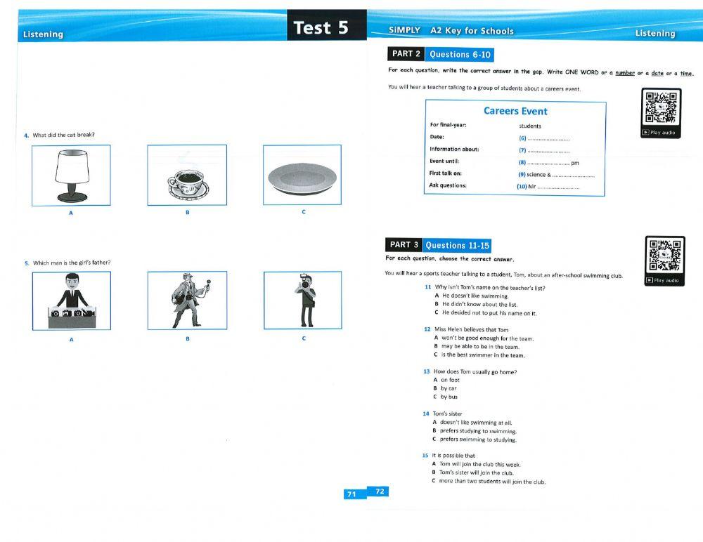 KET - Simply A2 Key for schools 2020-Test05-Test06-2