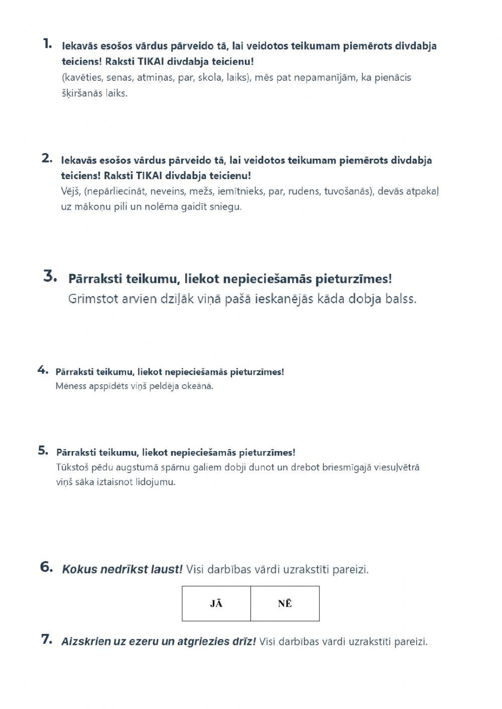 Pārbaudes darbs… | Free Interactive Worksheets | 6316775