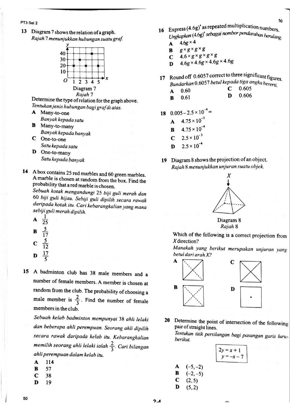 Math PT3 Bhg A worksheet | Live Worksheets