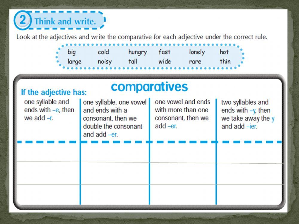 Comparative worksheet for 8 | Live Worksheets