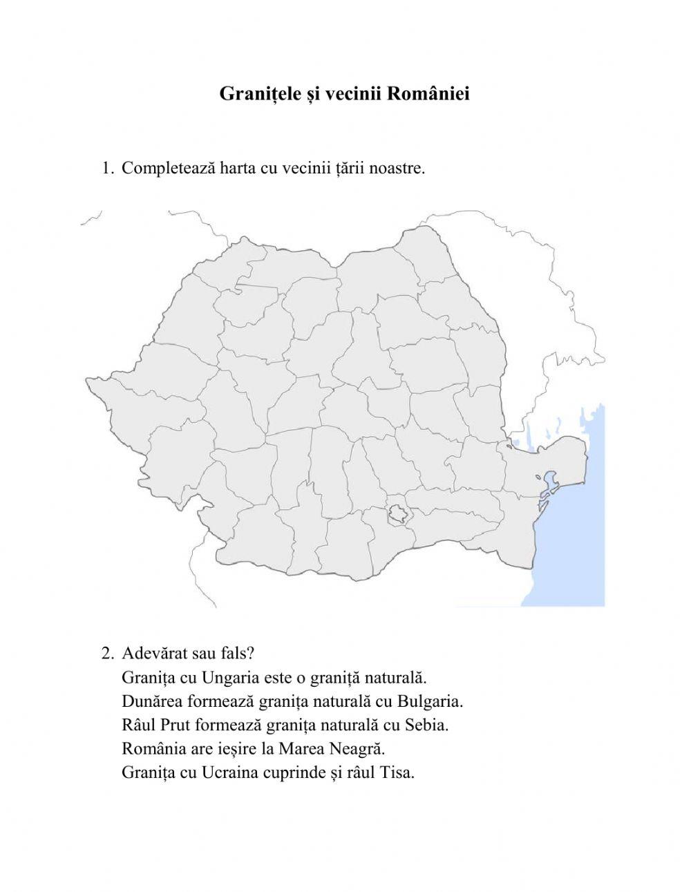 Granițele și vecinii României worksheet | Live Worksheets