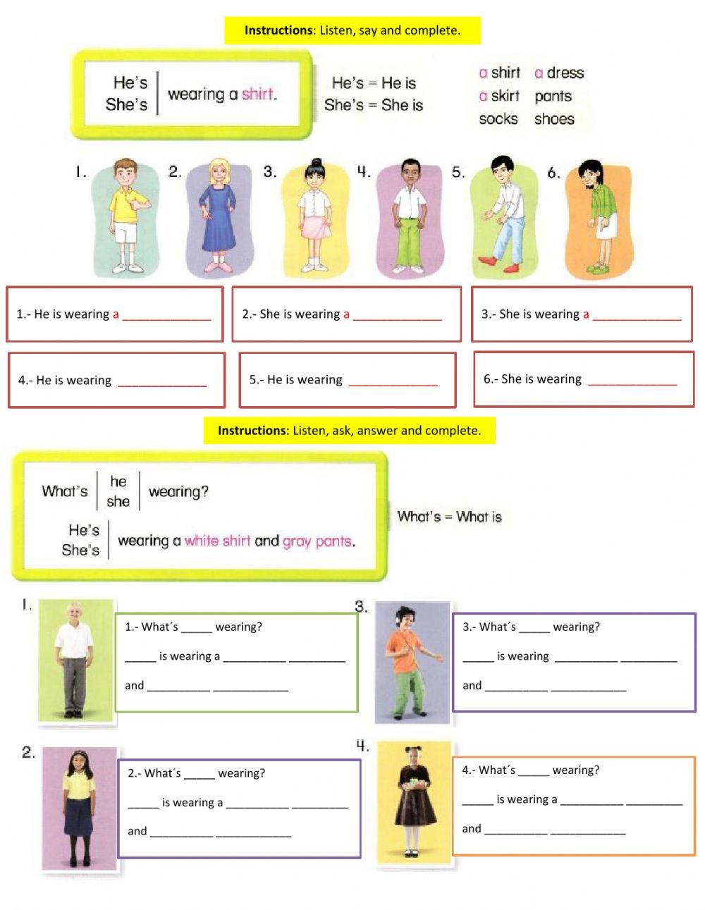 Clothes wearing | Free Interactive Worksheets | 587672