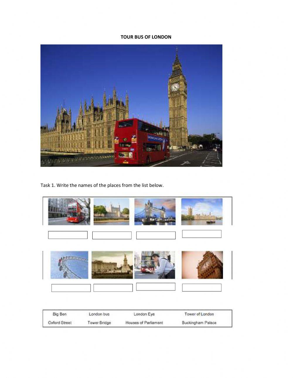Tour Bus of London worksheet | Live Worksheets