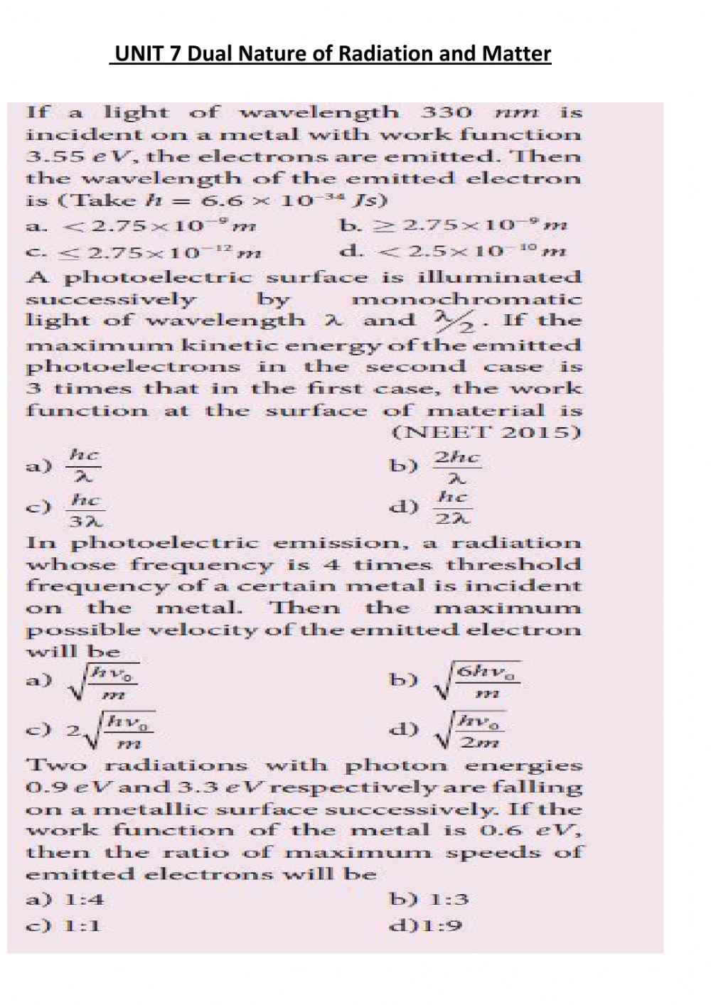 Physics Unit 7 interactive worksheet for 12 | Live Worksheets