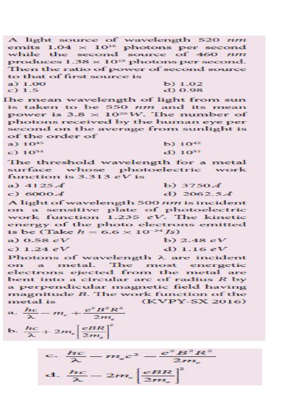 Physics Unit 7 interactive worksheet for 12 | Live Worksheets