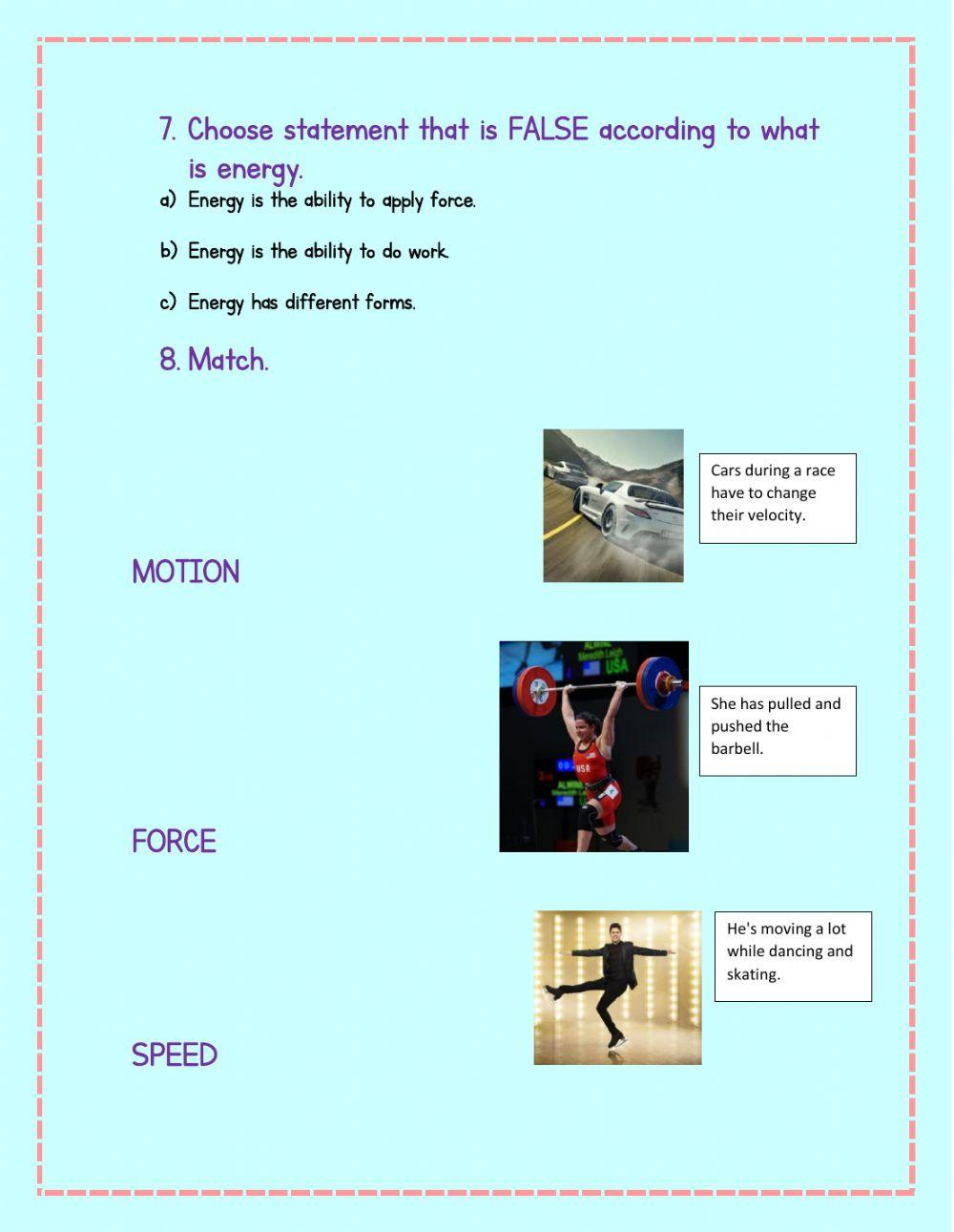 Review about matter and key words worksheet | Live Worksheets
