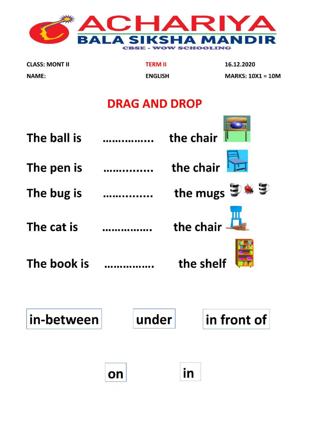 Drag and drop online exercise for Mont2 | Live Worksheets