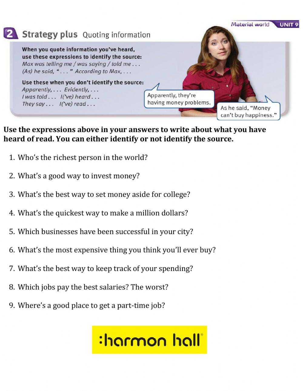 Quoting worksheet | Live Worksheets