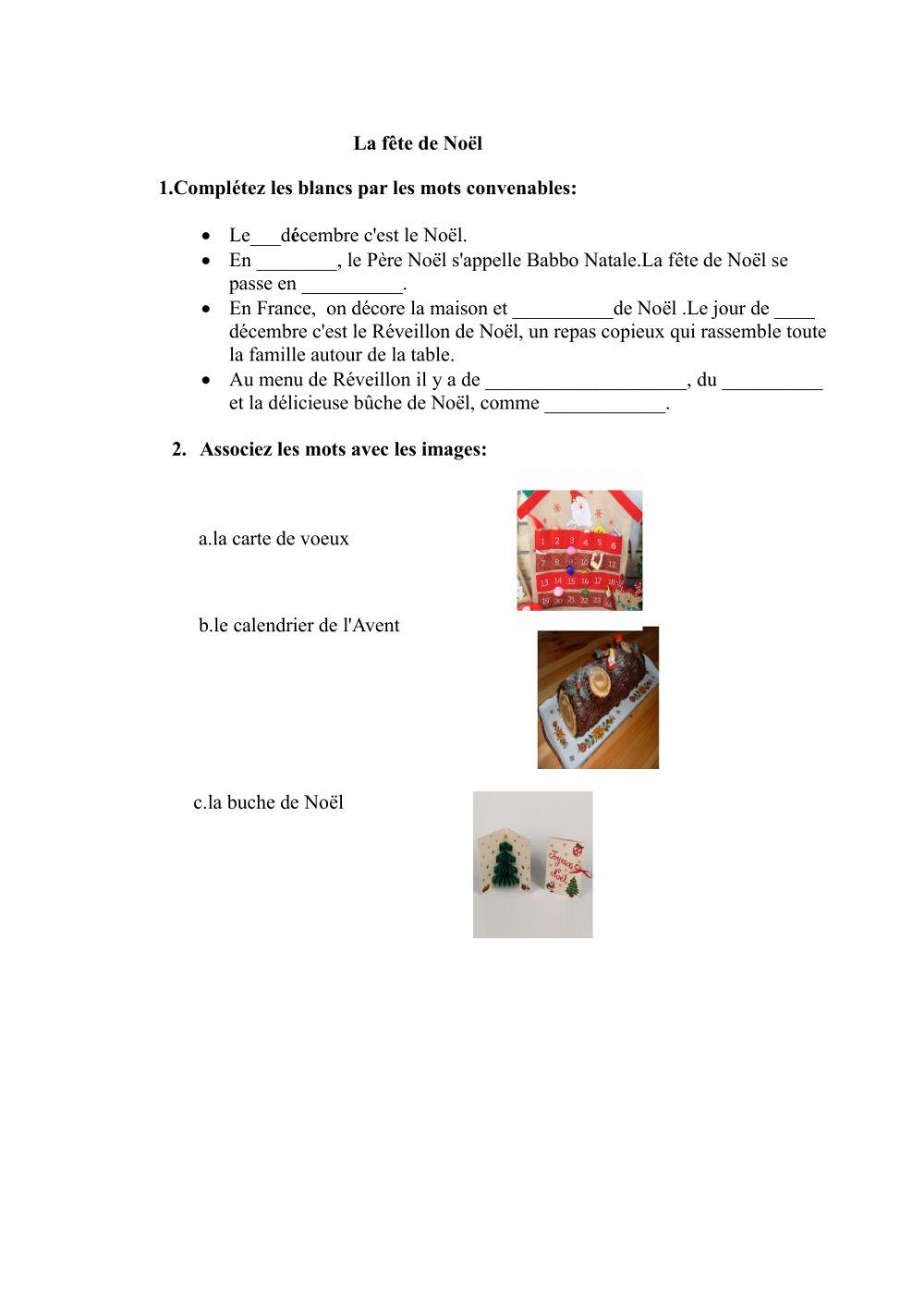 La Fete de Noel, civilisation online exercise for | Live Worksheets