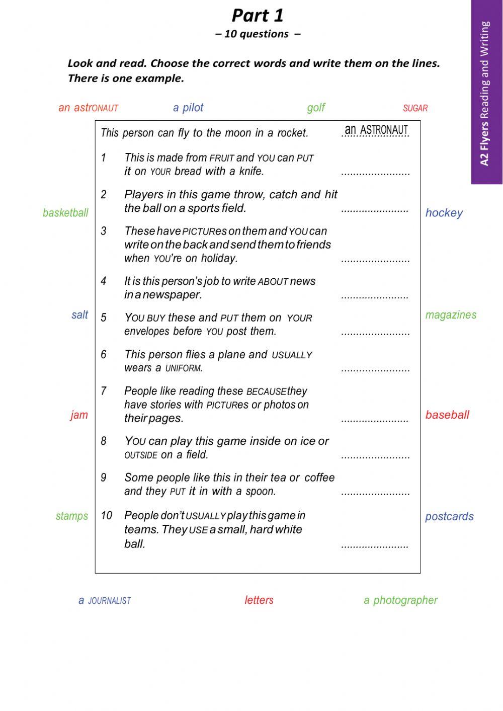 Flyers writing interactive worksheet | Live Worksheets