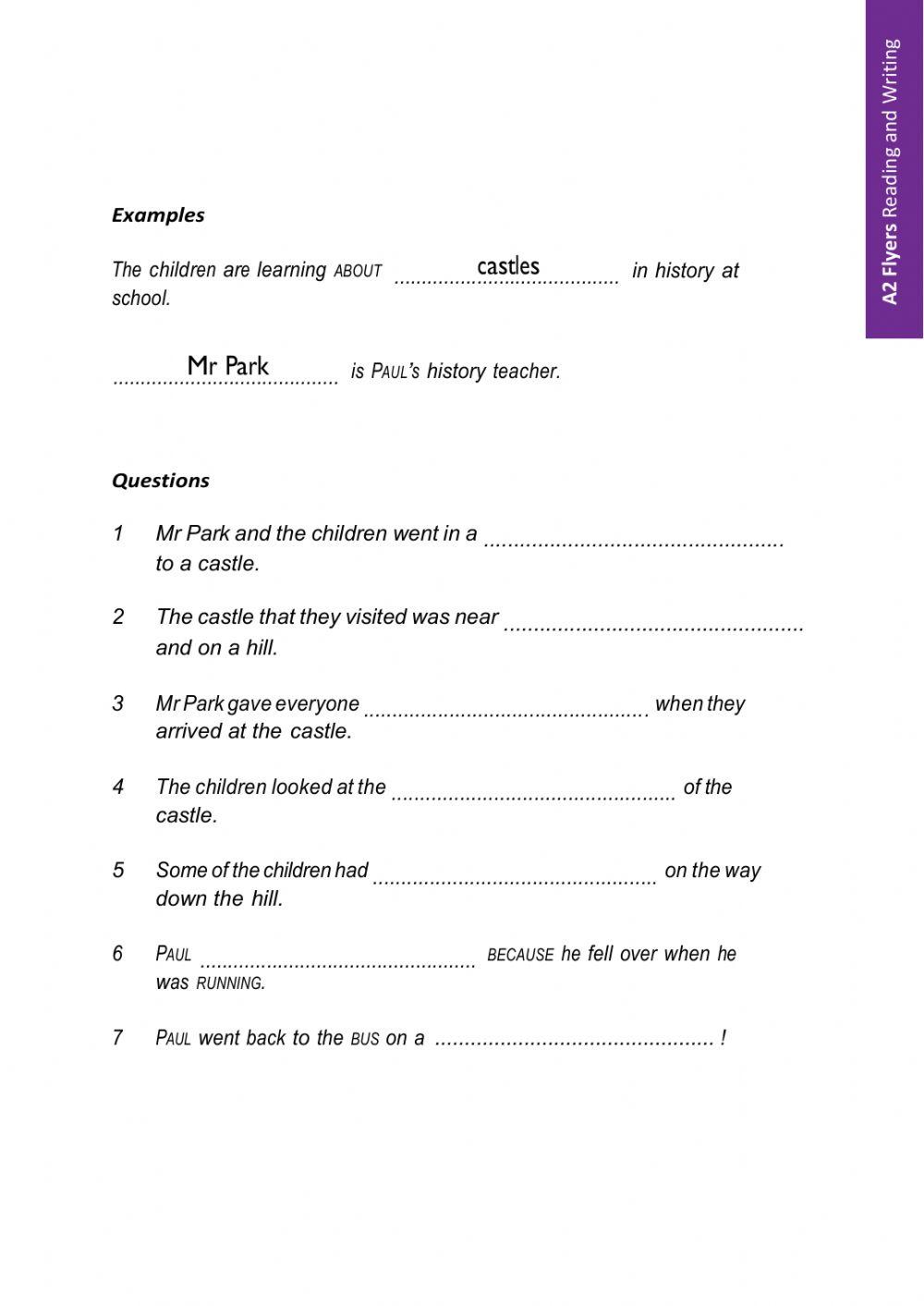 Flyers writing interactive worksheet | Live Worksheets