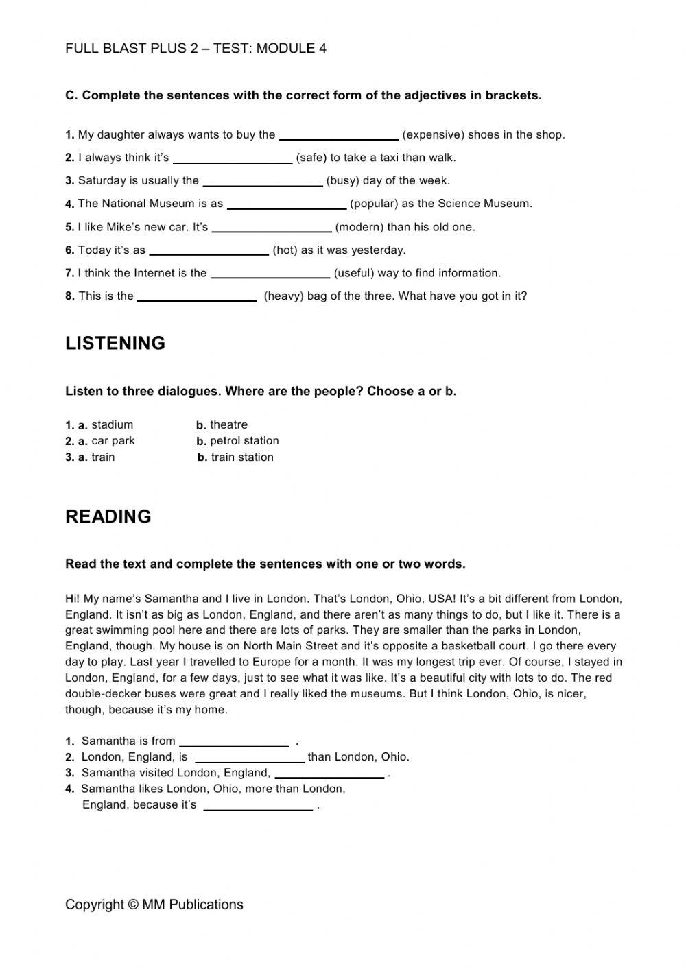 FULL BLAST 2 MO… | Free Interactive Worksheets | 4551018