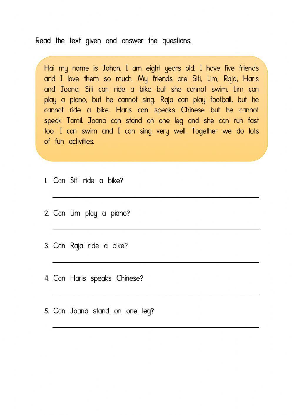 Reading compreh… | Free Interactive Worksheets | 591702