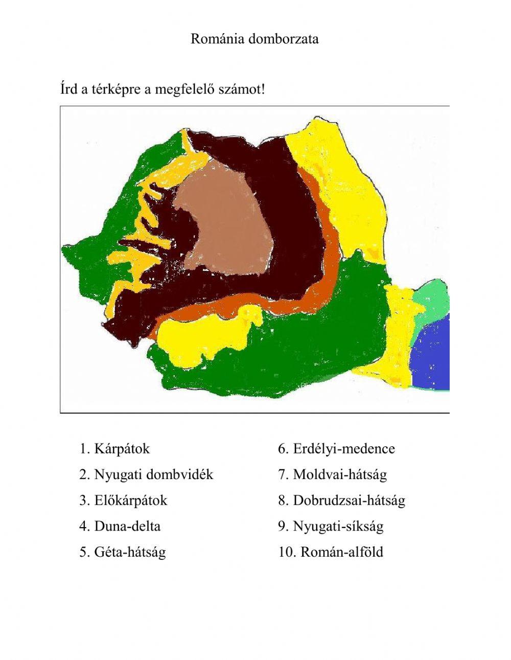 Románia domborz… | Free Interactive Worksheets | 591759