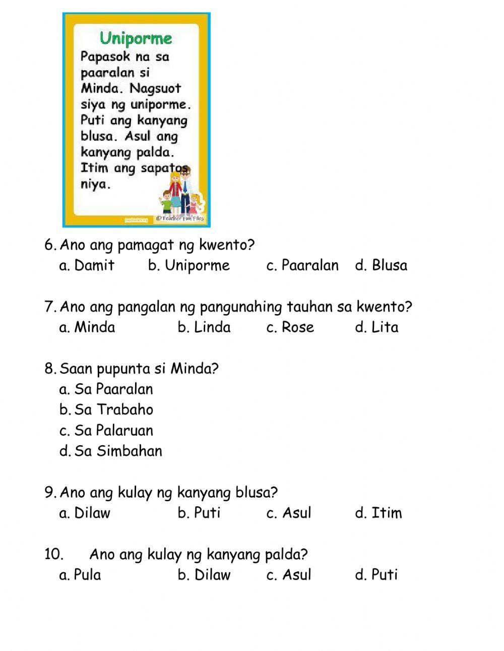 filipino 2 online exercise for | Live Worksheets