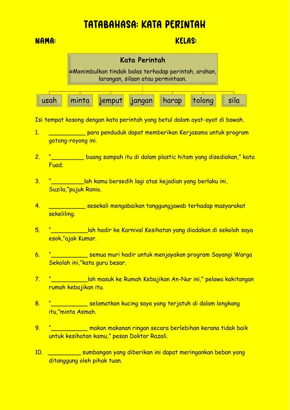Kata perintah exercise | Live Worksheets